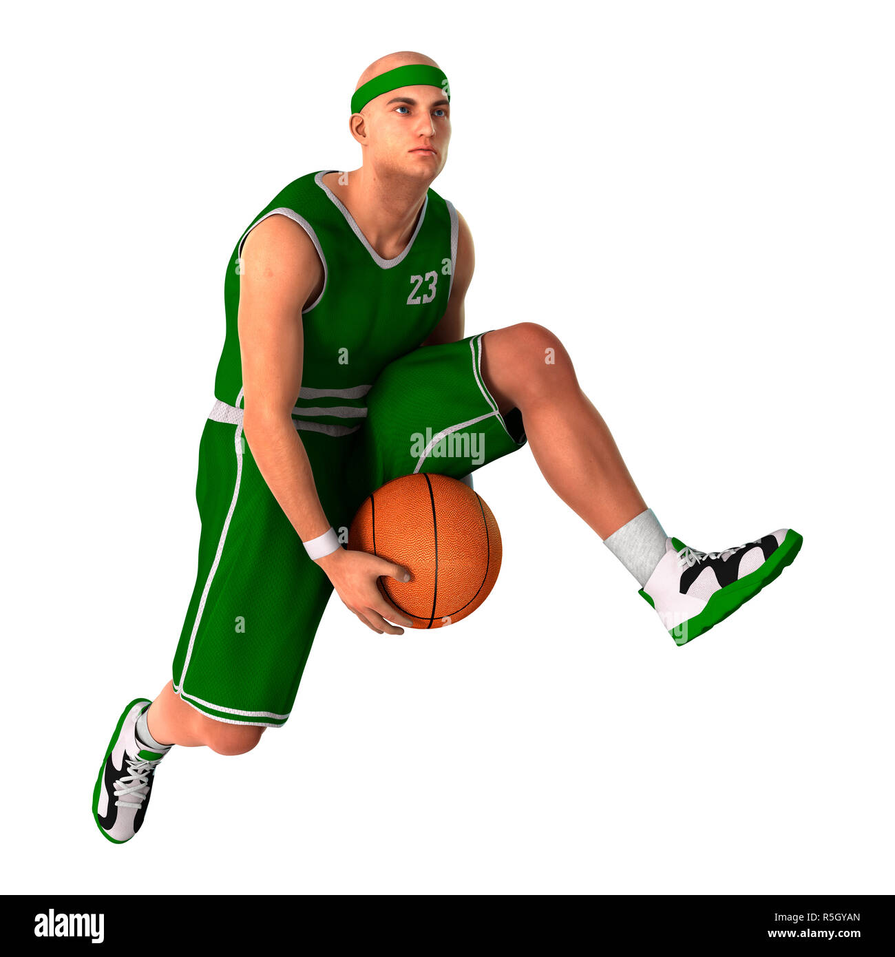 3D Rendering Basketball Player on White Stock Photo - Alamy