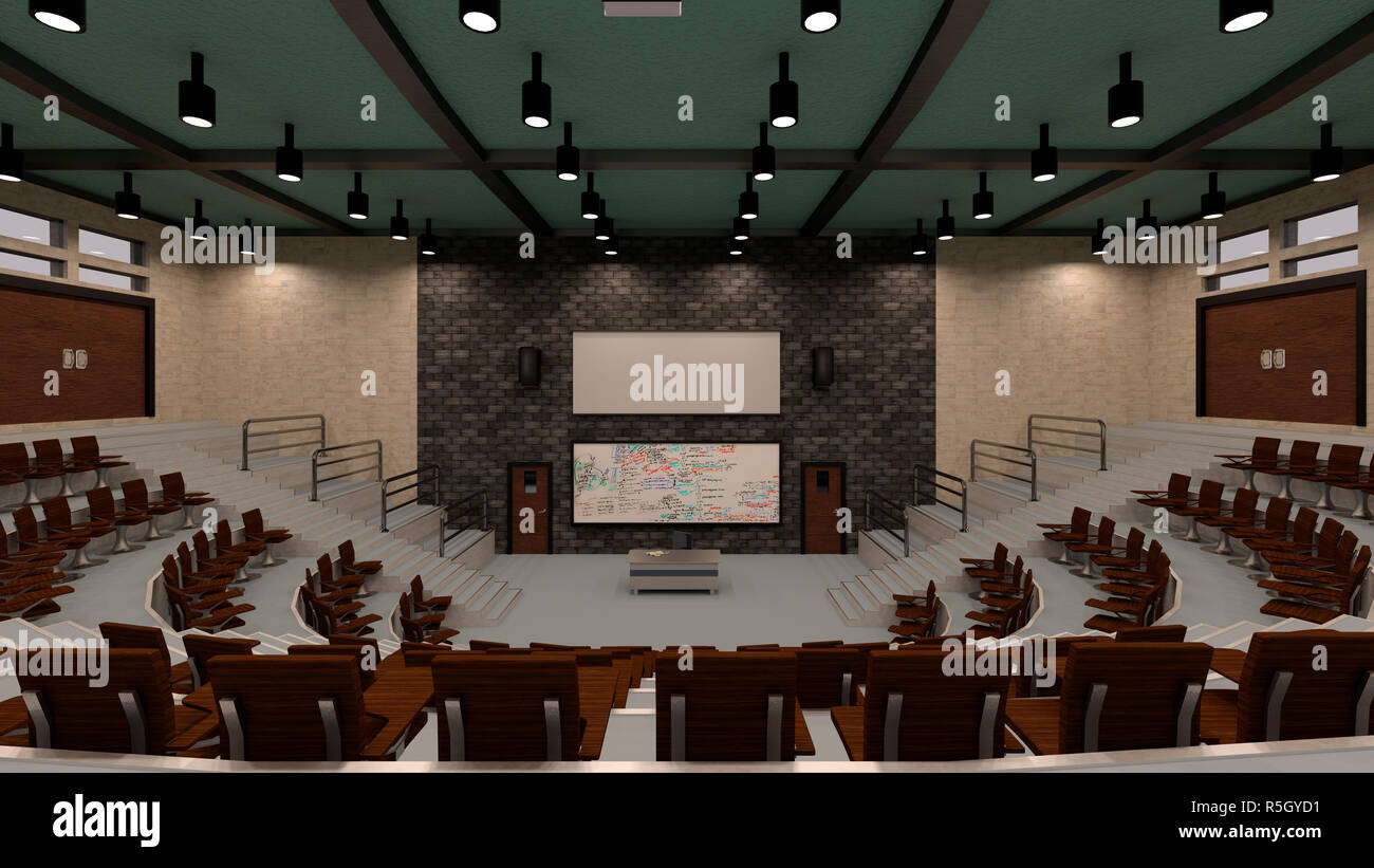 3D Rendering Lecture Hall Stock Photo - Alamy