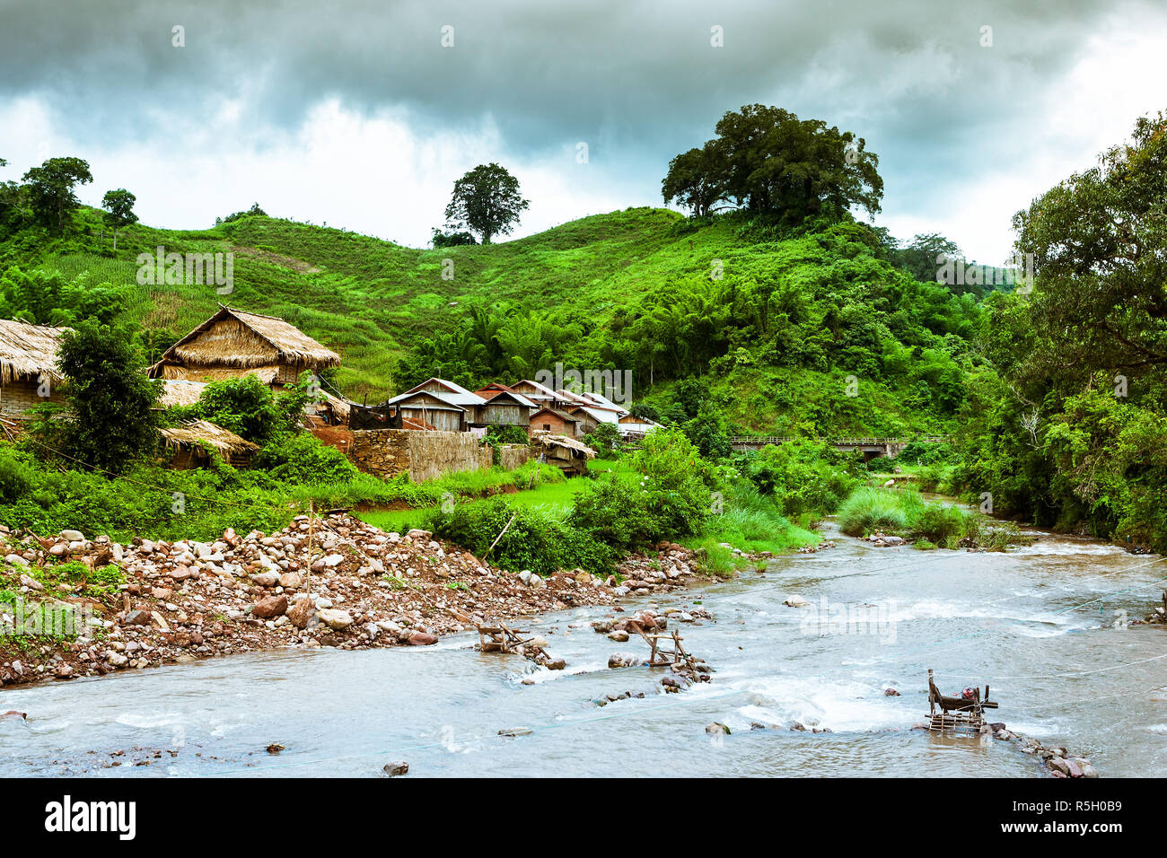 mountain village in laos Stock Photo - Alamy