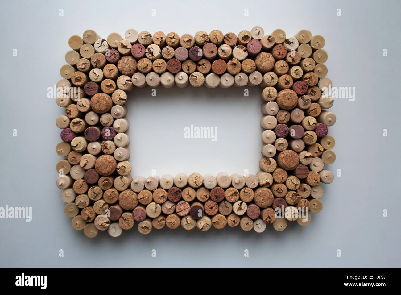 Wine corks textured picture frame isolated on white background Stock ...