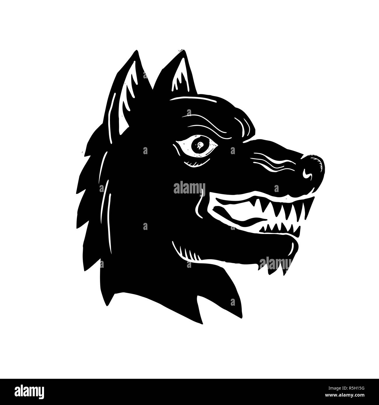 Angry wolf side view hi-res stock photography and images - Alamy