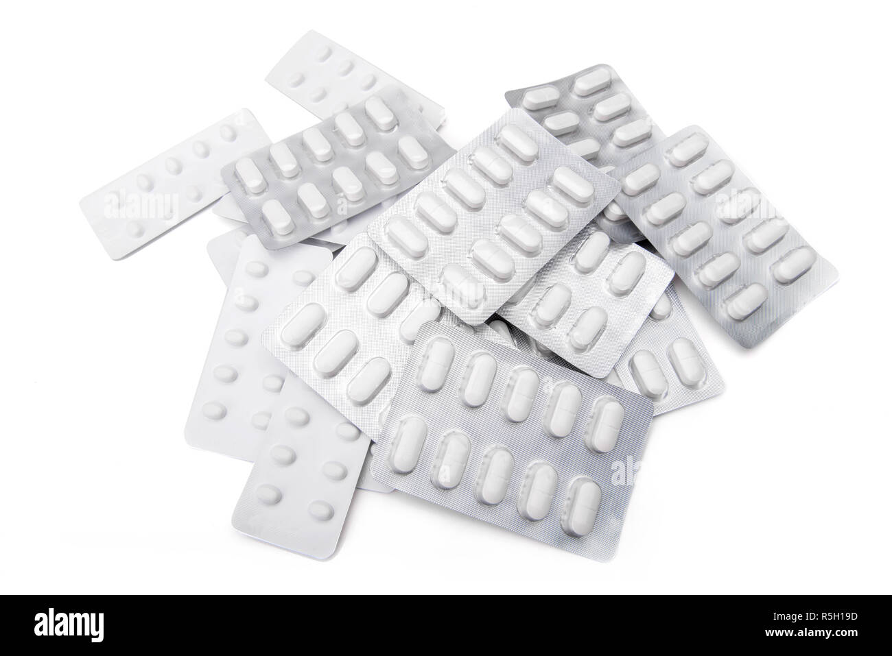 medical pills in Silver blister packs isolate on white background Stock ...