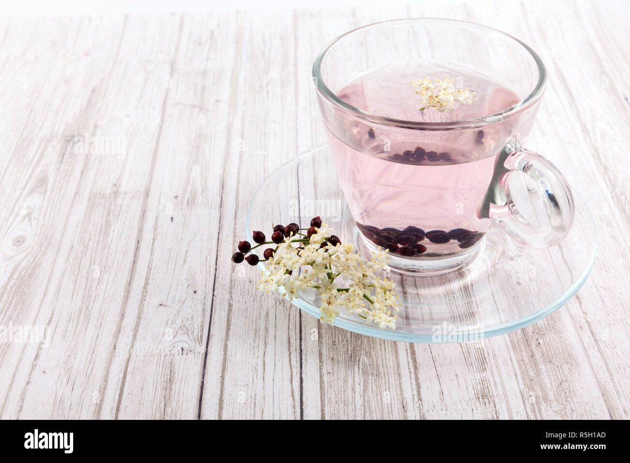 Elderberry (Sambucus nigra) infusion in water Stock Photo - Alamy