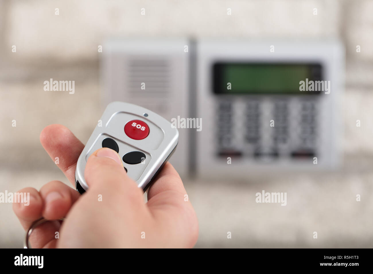 Hand Operating Door Security System With Remote Stock Photo - Alamy