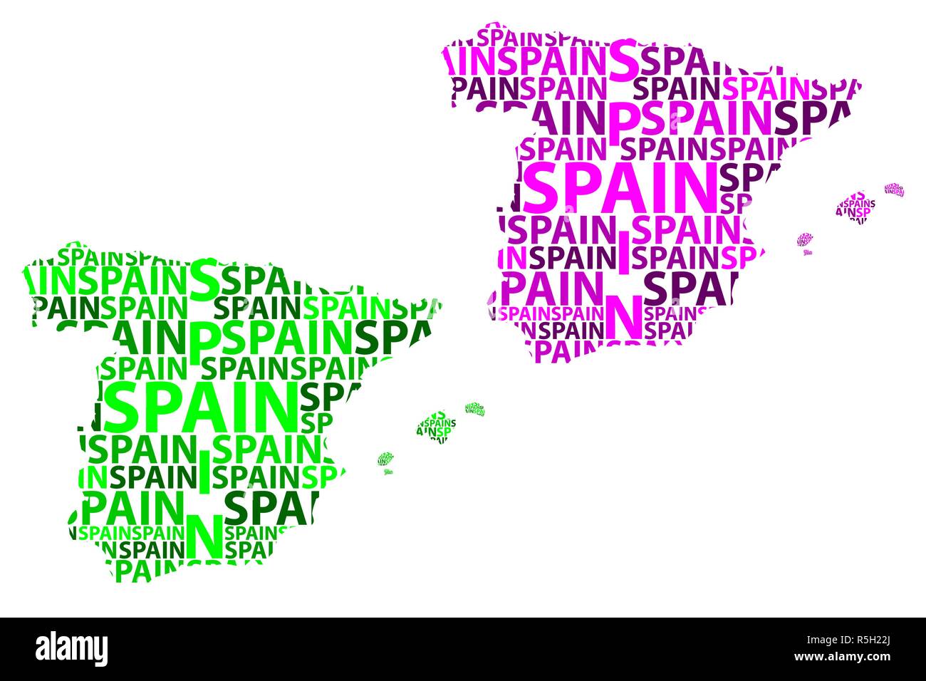 Sketch Spain letter text map, Kingdom of Spain - in the shape of the ...