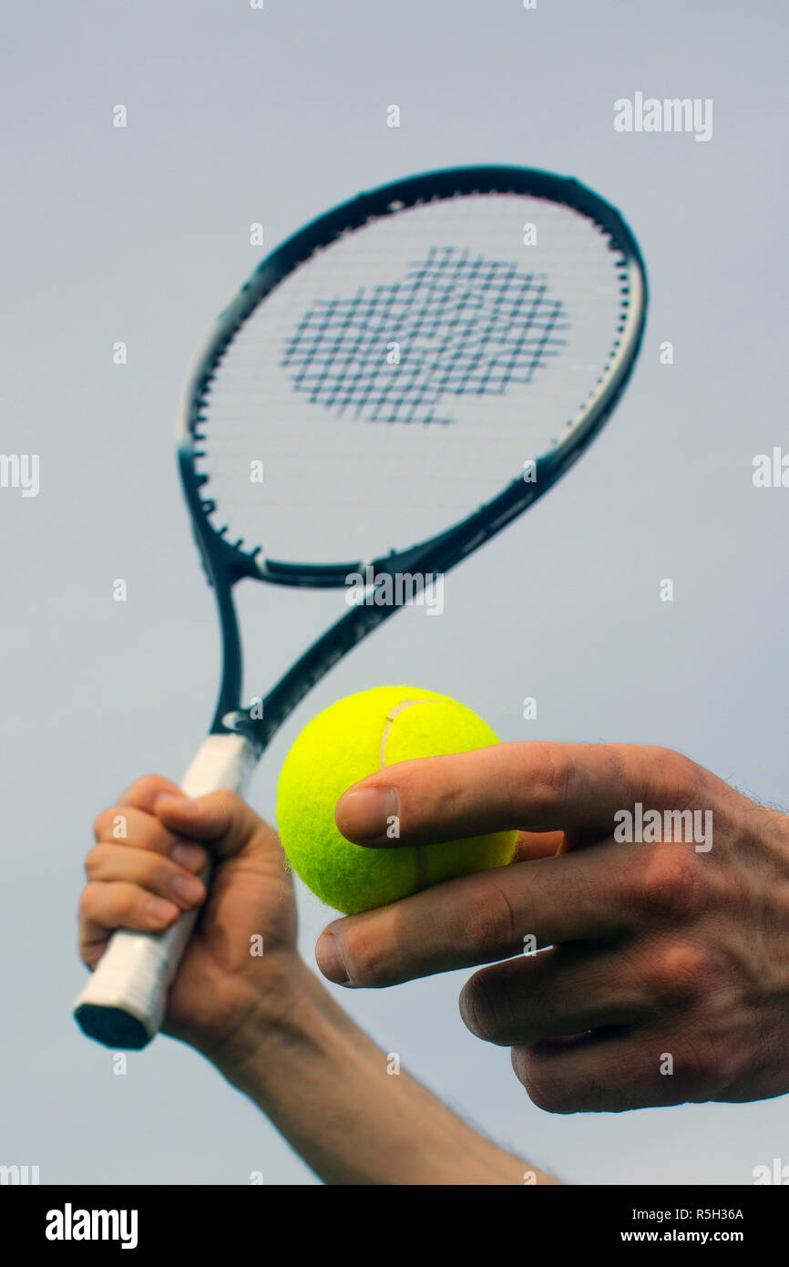 tennis ball and racket Stock Photo - Alamy