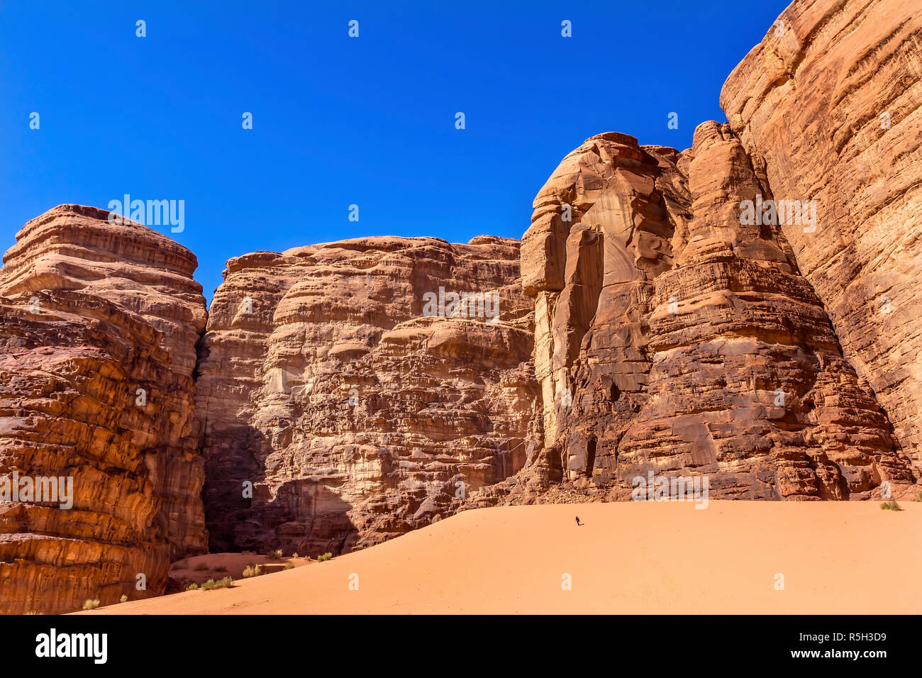 Hiking Sand Dune Barrah Siq Valley of Moon Wadi Rum Jordan Stock Photo ...