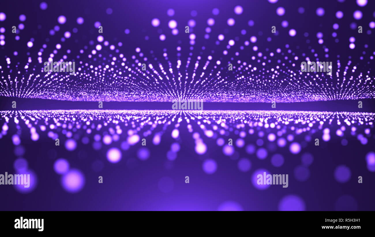 Abstract background with animation of flying flicker particles. Magic ...