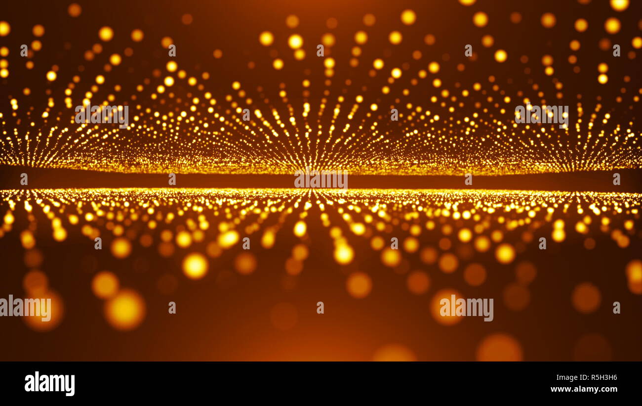 Abstract background with animation of flying flicker particles. Magic ...