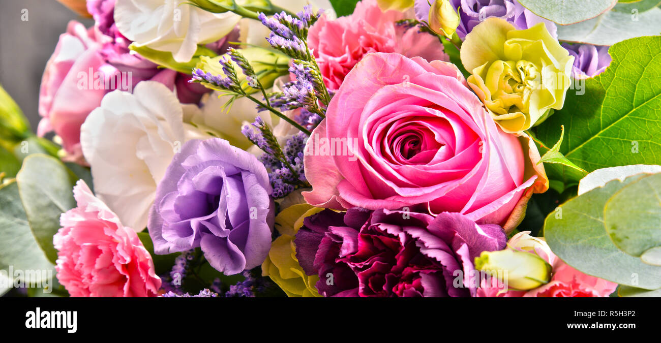 Composition with bouquet of flowers Stock Photo - Alamy