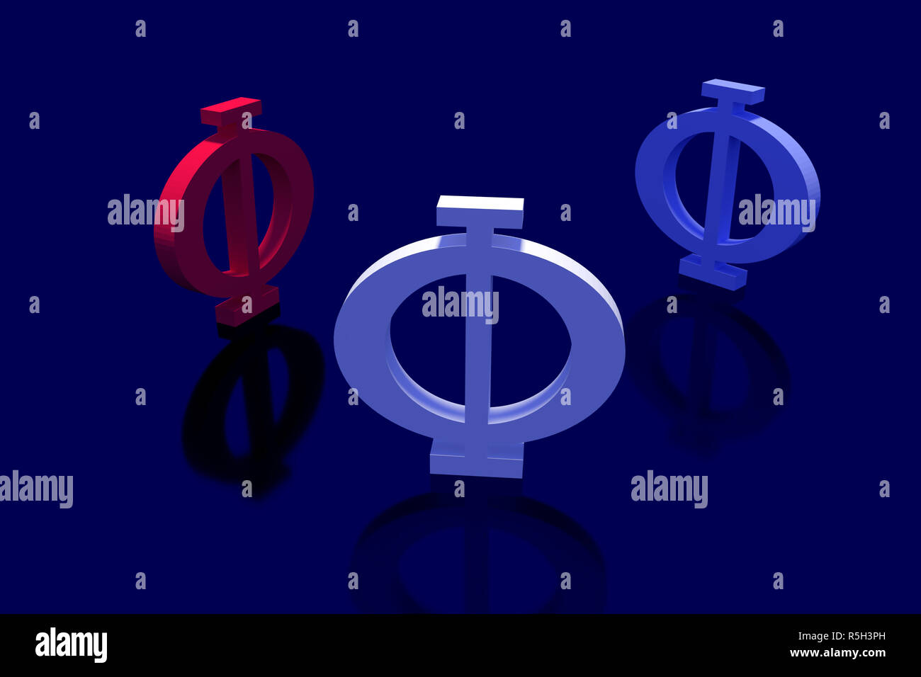 greek capital letter phi on blue shining,slightly reflecting surface ...