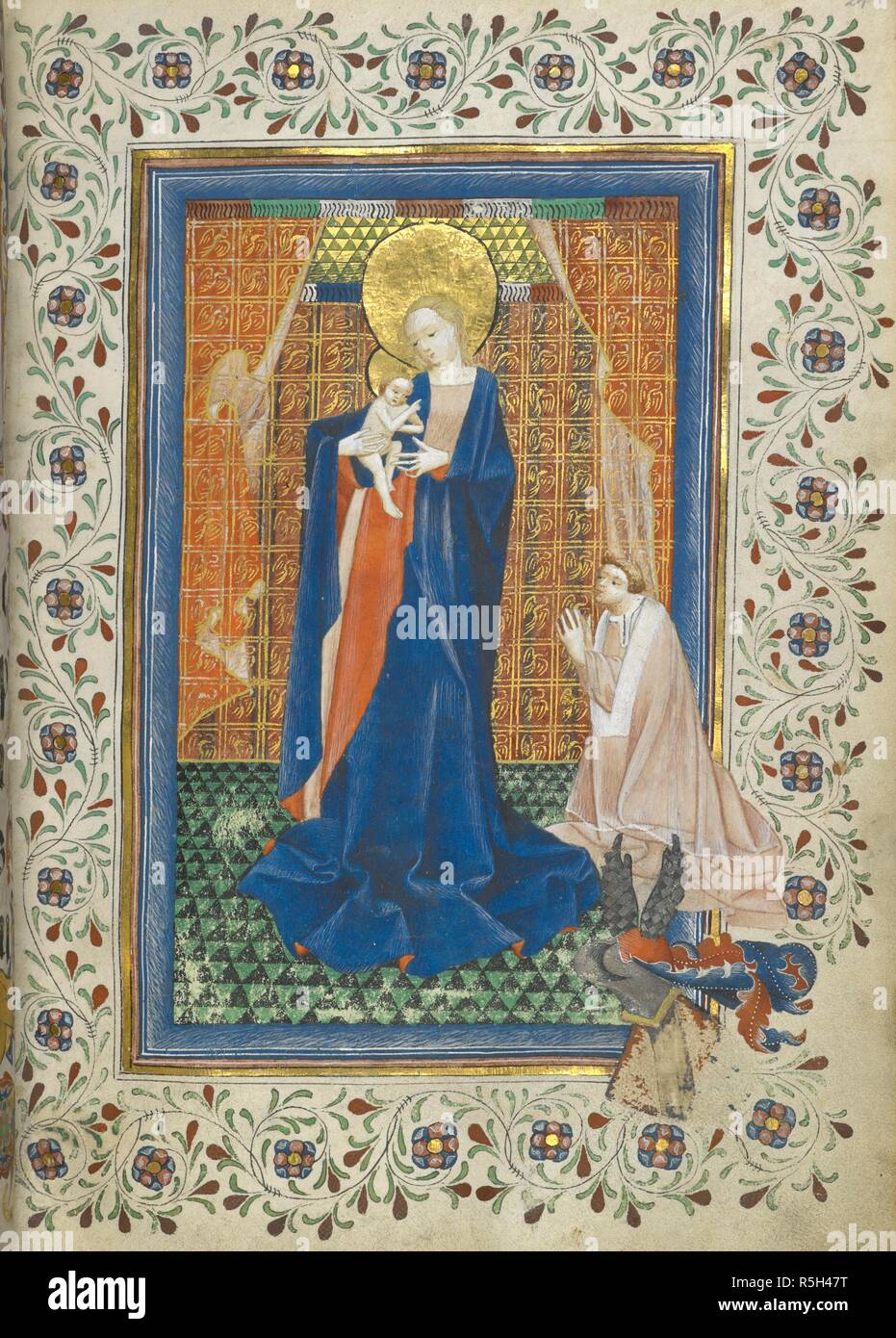 Miniature with the Virgin and the kneeling owner in prayer, with full ...
