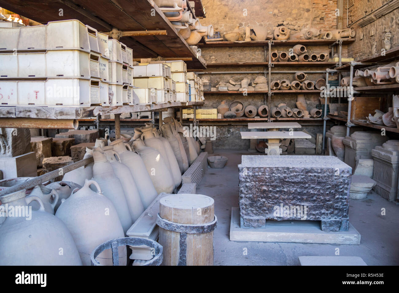 Ancient artefacts, pottery amphora, roman concept, pompeii antique jugs ...