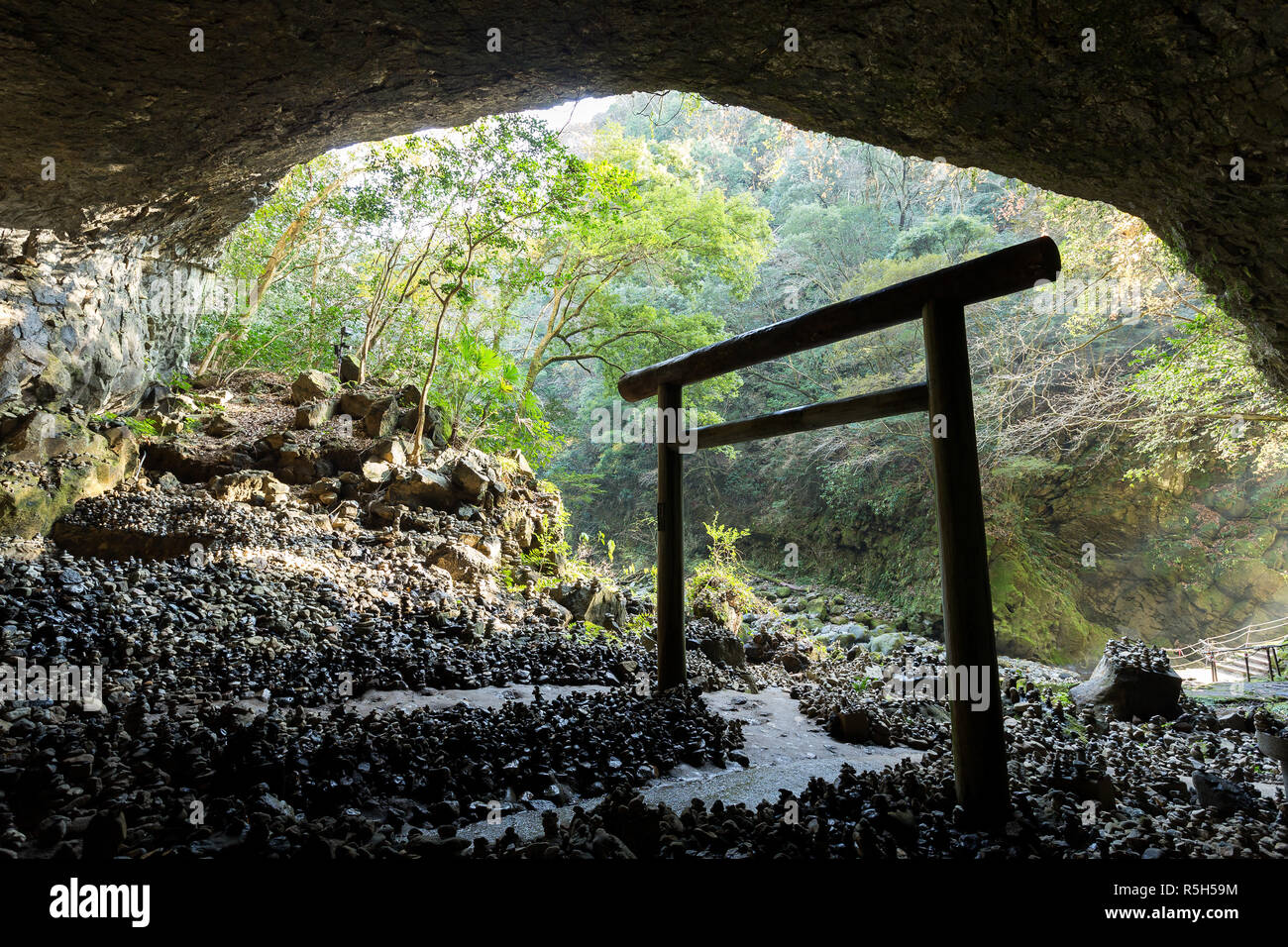 Torii in the cave in Japan Stock Photo - Alamy