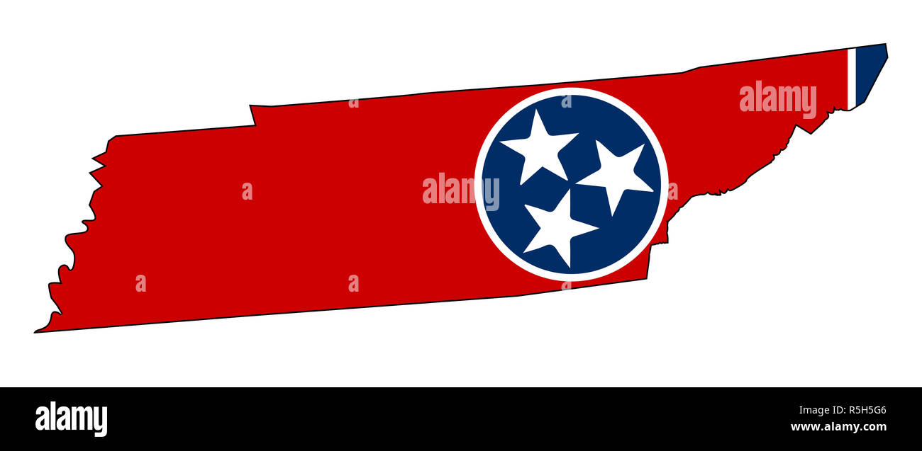 Tennessee State Outline Map and Flag Stock Photo - Alamy