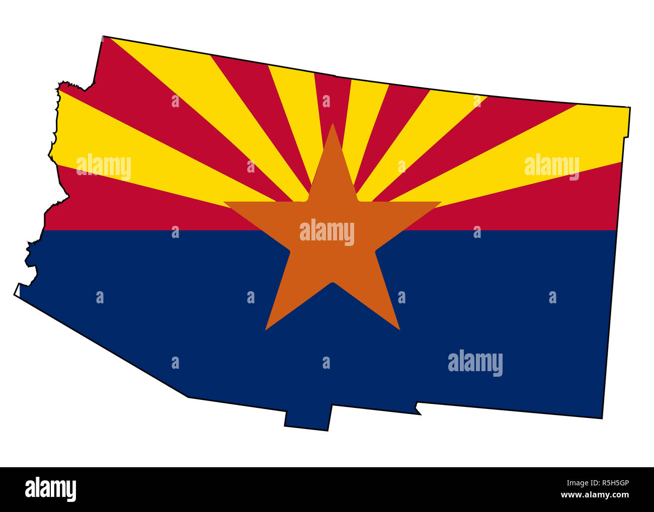 Arizona State Outline Map and Flag Stock Photo - Alamy
