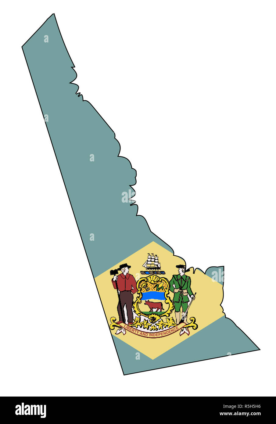 Delaware State Outline Map and Flag Stock Photo - Alamy