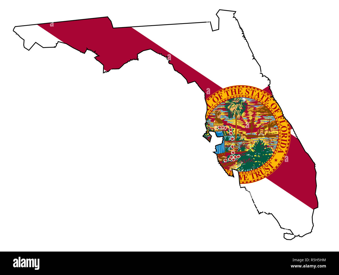 Florida State Outline Map and Flag Stock Photo - Alamy