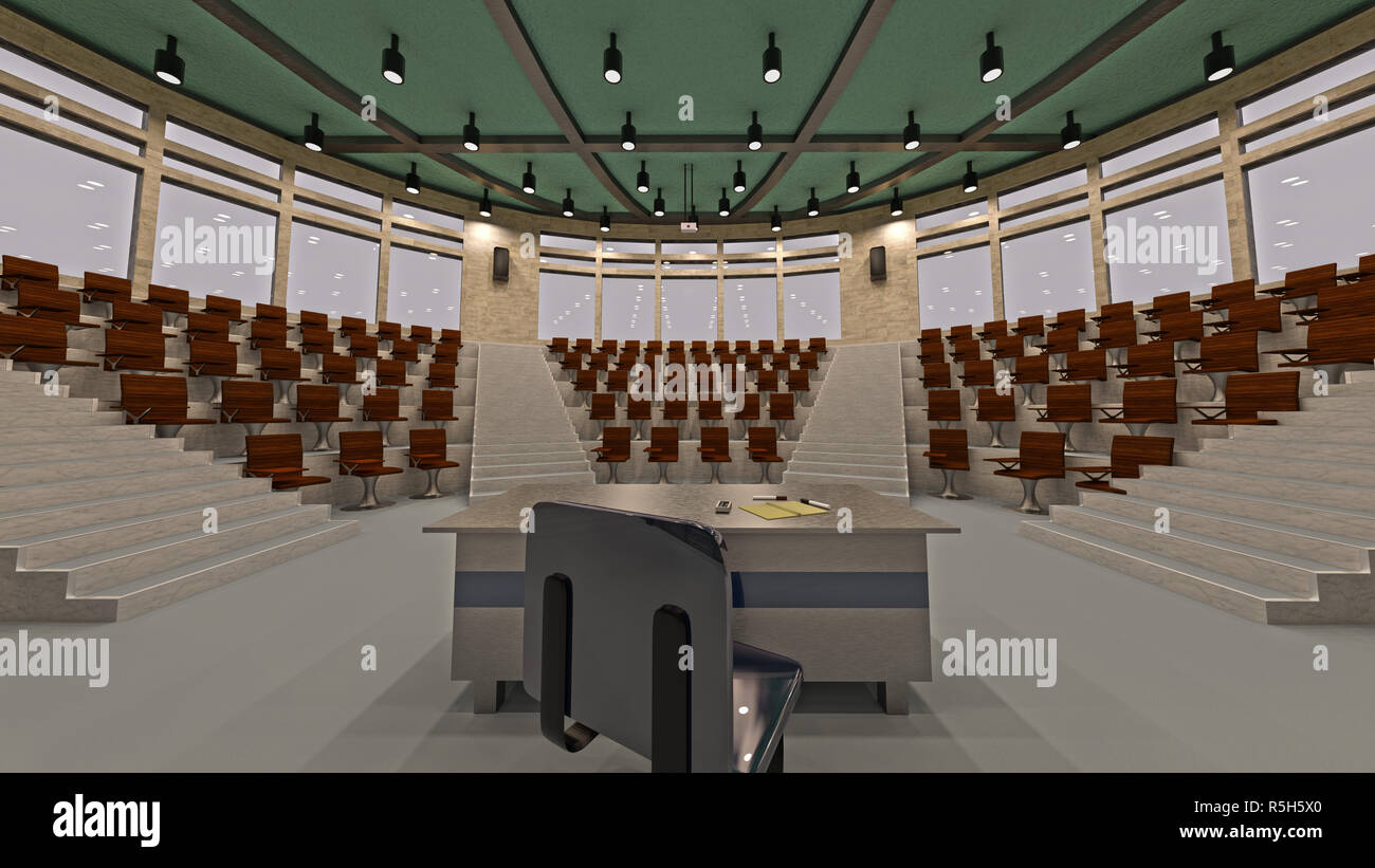 3D Rendering Lecture Hall Stock Photo - Alamy