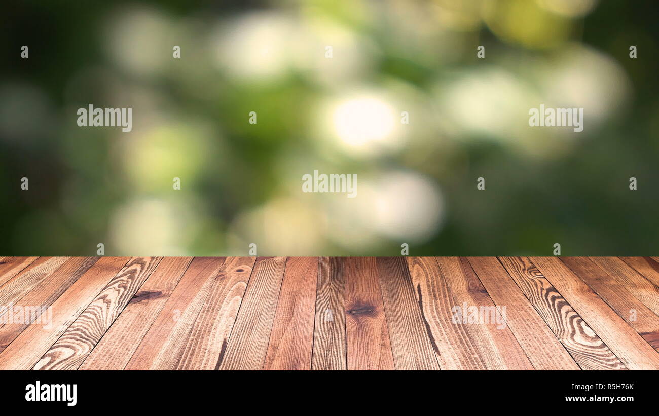 Perspective wood and bokeh light background. product display template ...