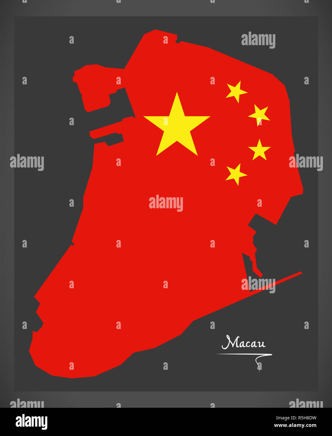 Macau China map with Chinese national flag illustration Stock Photo - Alamy