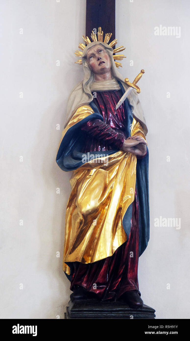 Our Lady of Sorrows, statue in the Saint Lawrence church in Denkendorf ...