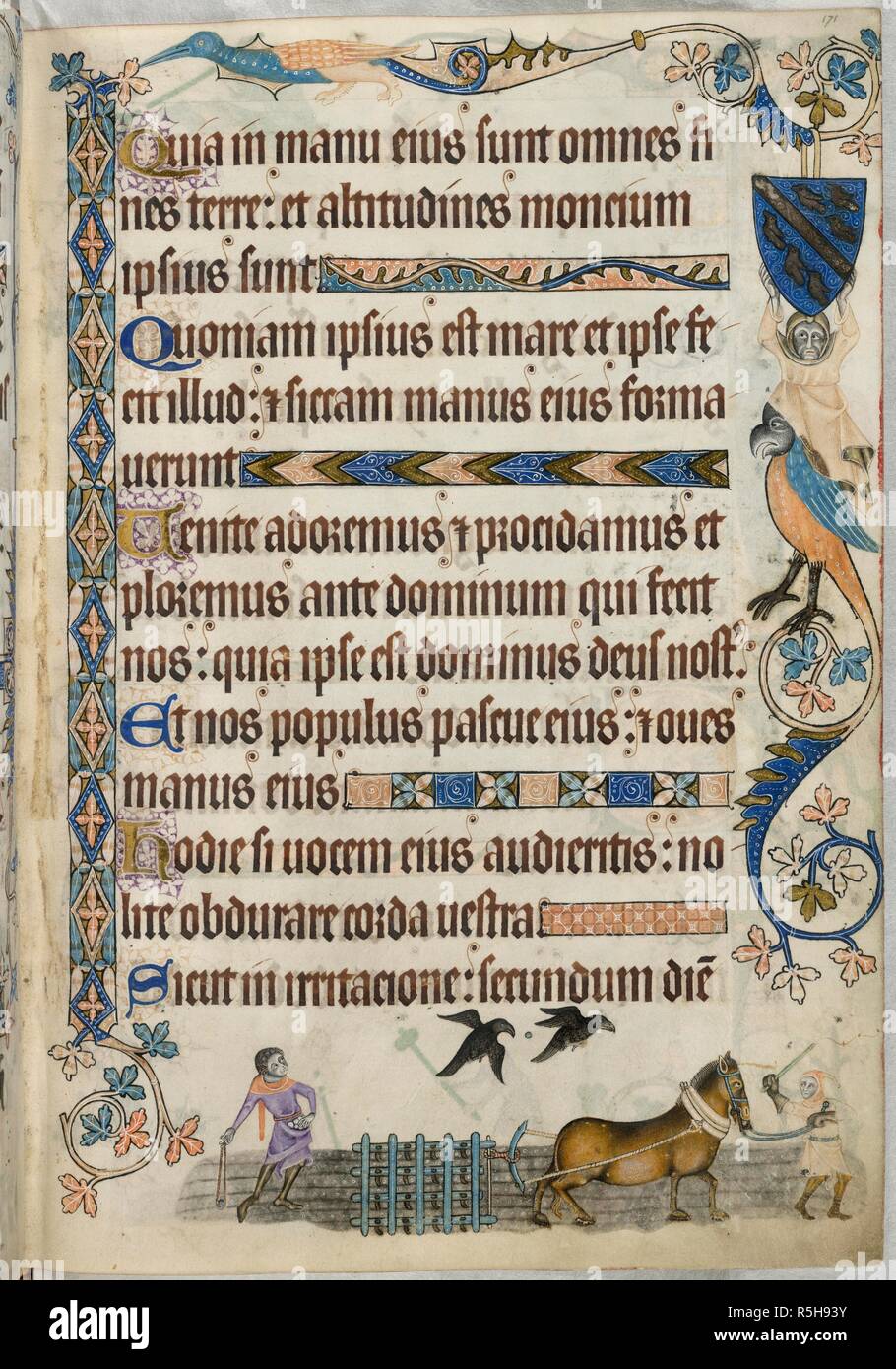 Harrowing. Luttrell Psalter. England [East Anglia]; circa 1325-1335 ...