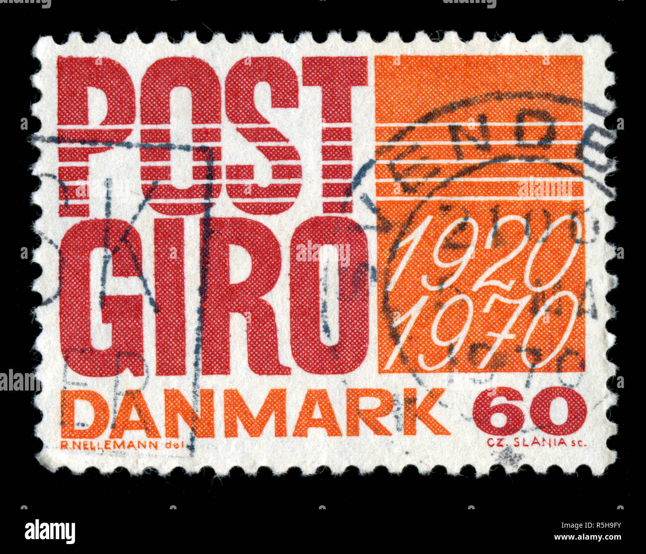 Postage stamp from Denmark in the Danish Postal Giro Service series ...