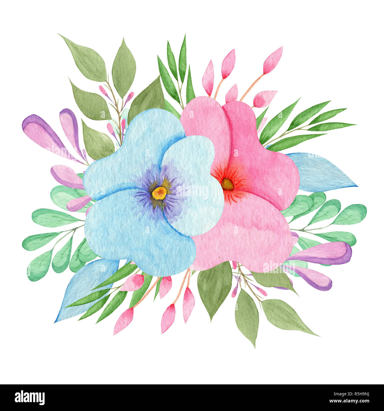 Watercolor wedding invitation blue Cut Out Stock Images & Pictures - Alamy