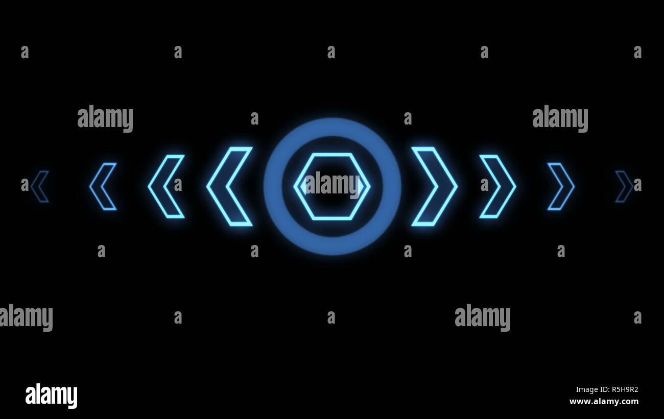 Futuristic screensaver with hex corner. HUD Heads Up Display Scanner ...