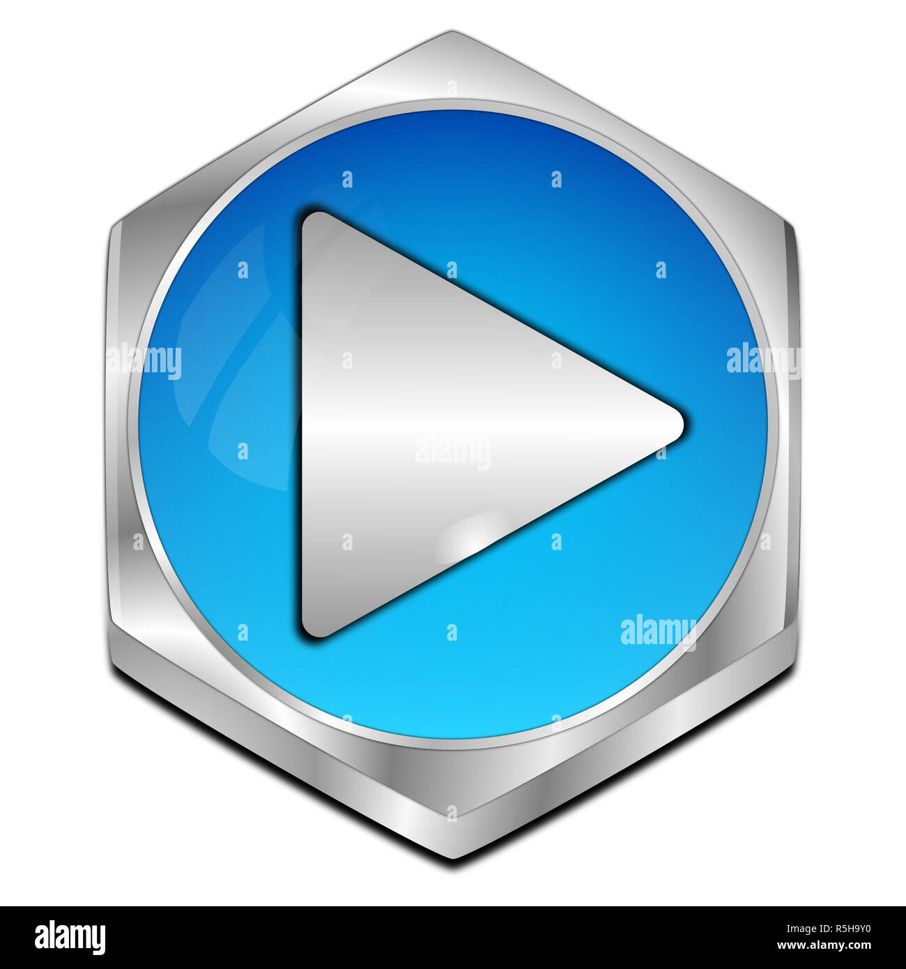 glossy blue Play Button - 3D illustration Stock Photo - Alamy