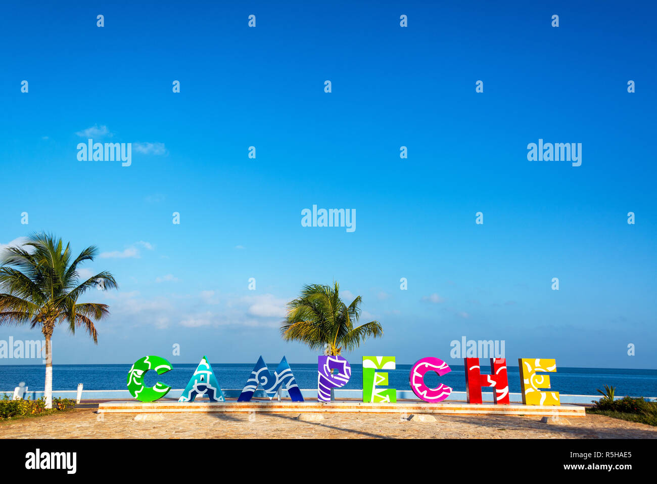 Campeche Sign and Sea Stock Photo - Alamy