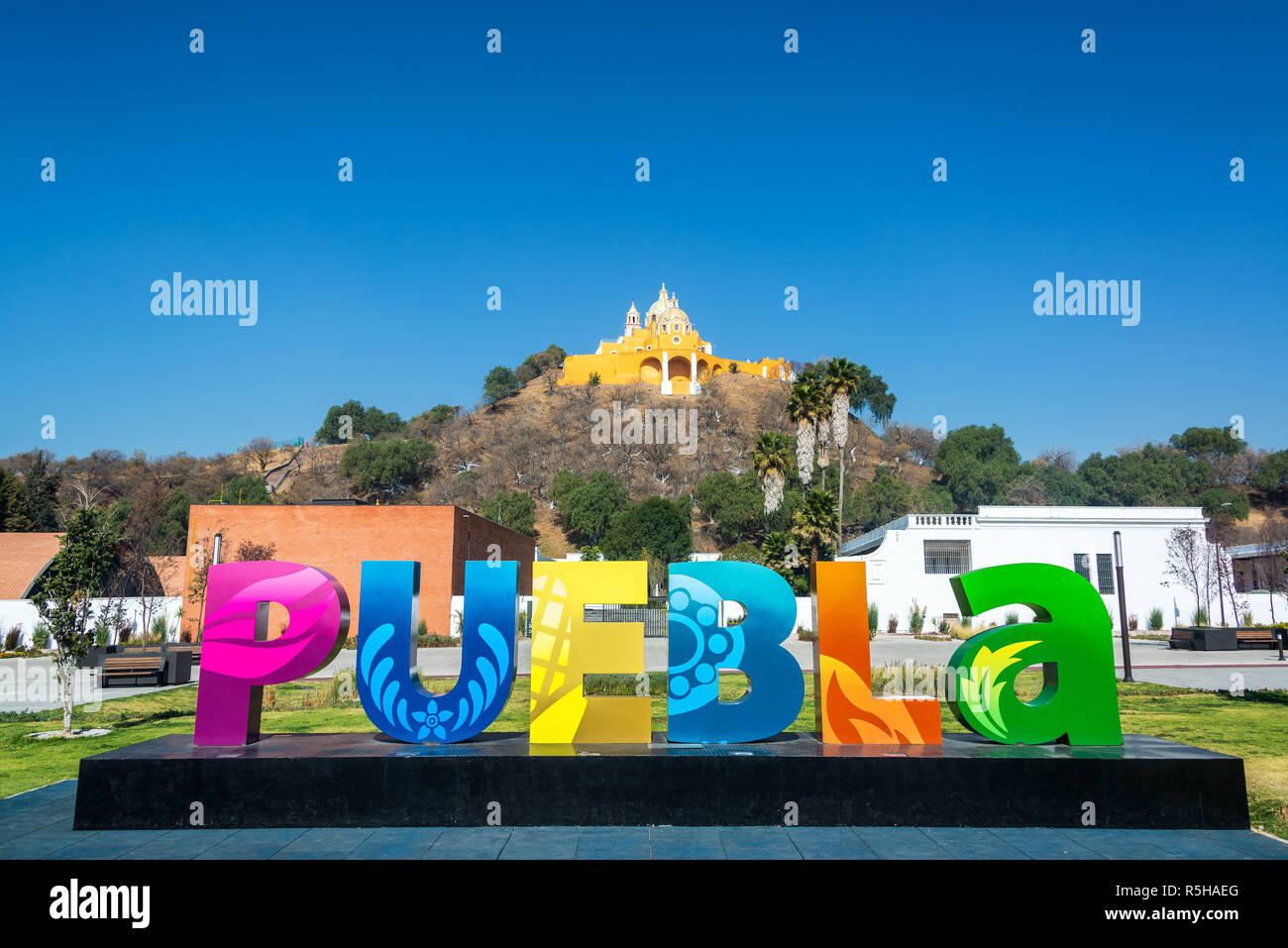 Puebla Sign in Cholula, Mexico Stock Photo - Alamy