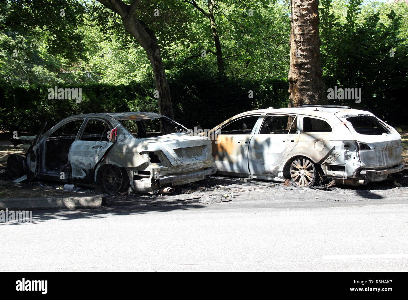 burned out cars Stock Photo - Alamy