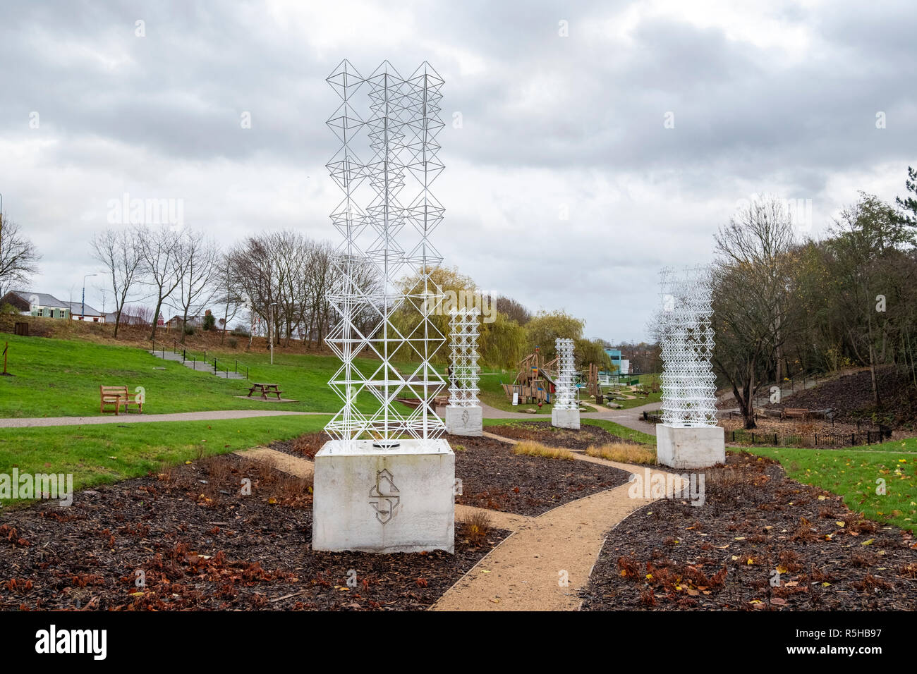Seven sisters art work by Liam Hopkins in Windford's Town Park ...