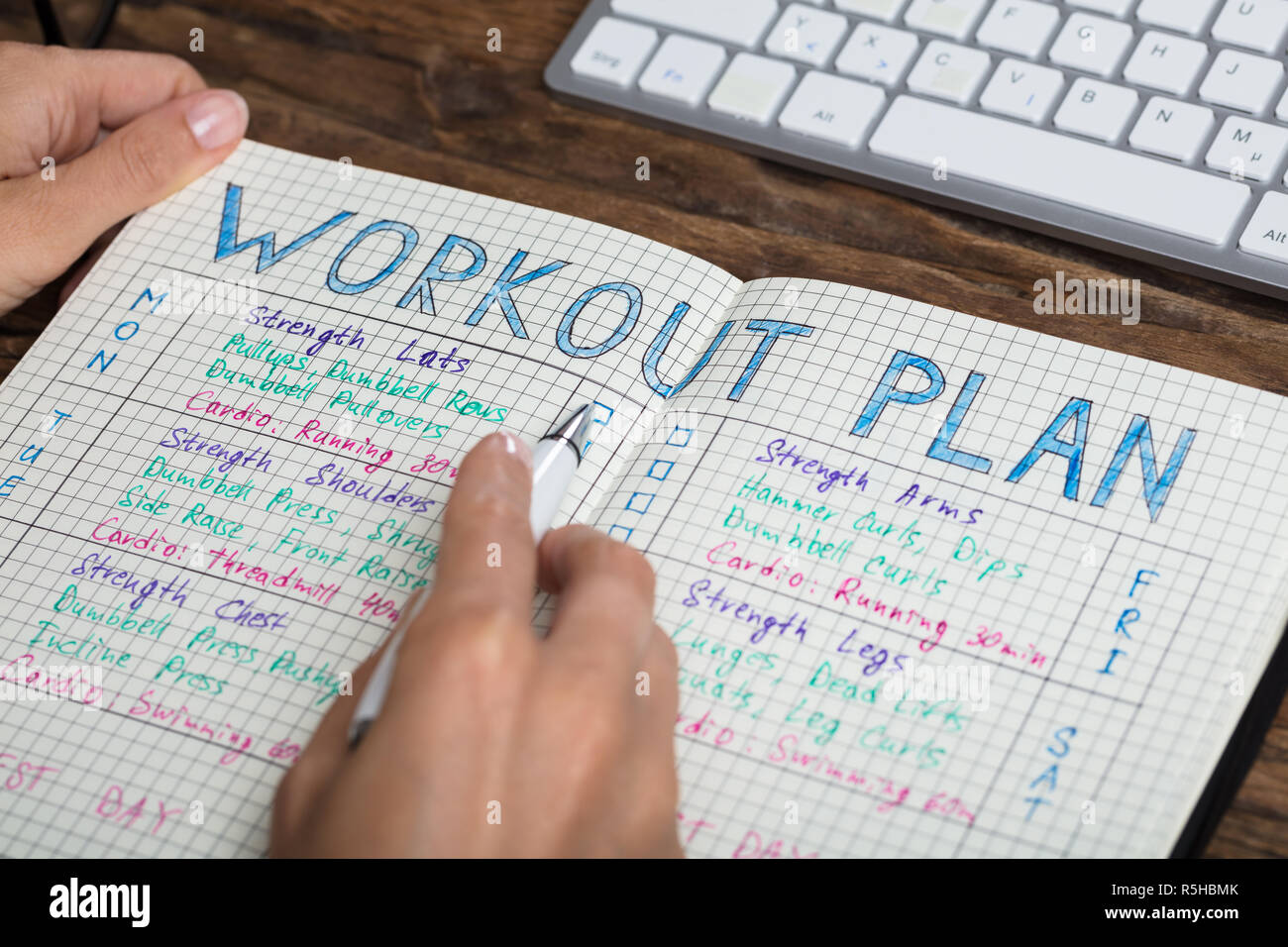 Human Hand Preparing Workout Plan Stock Photo - Alamy