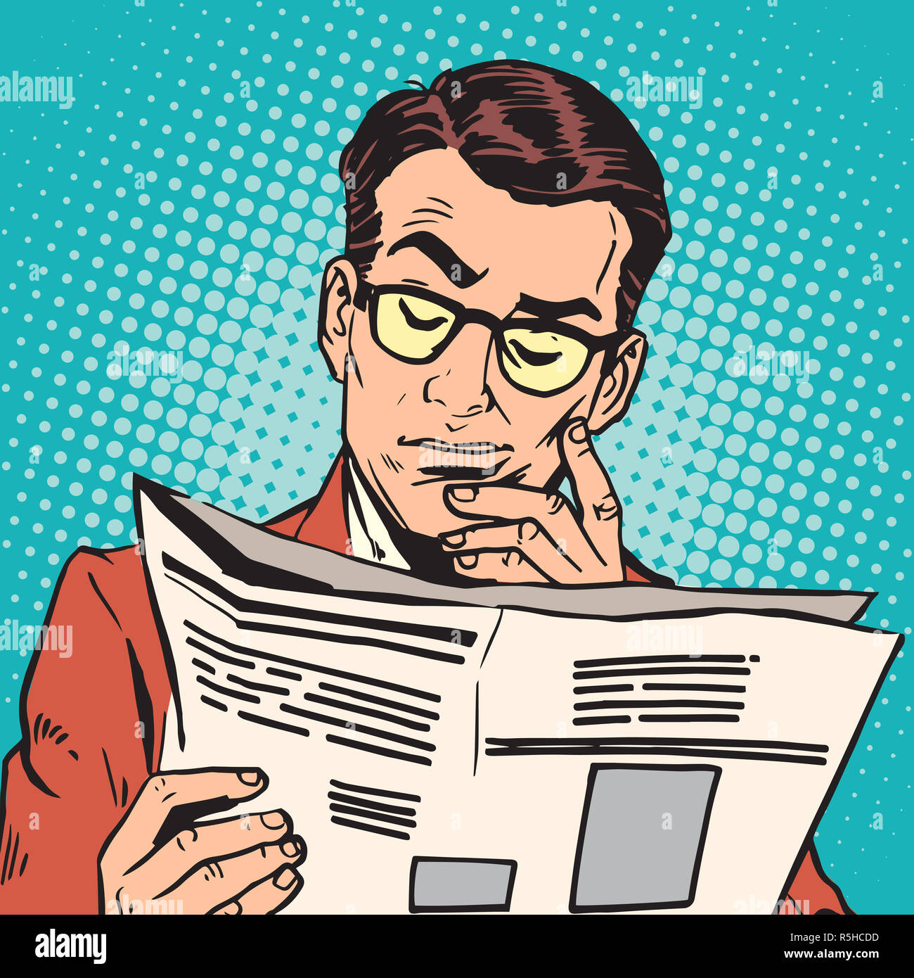 avatar portrait man reading a newspaper Stock Photo - Alamy