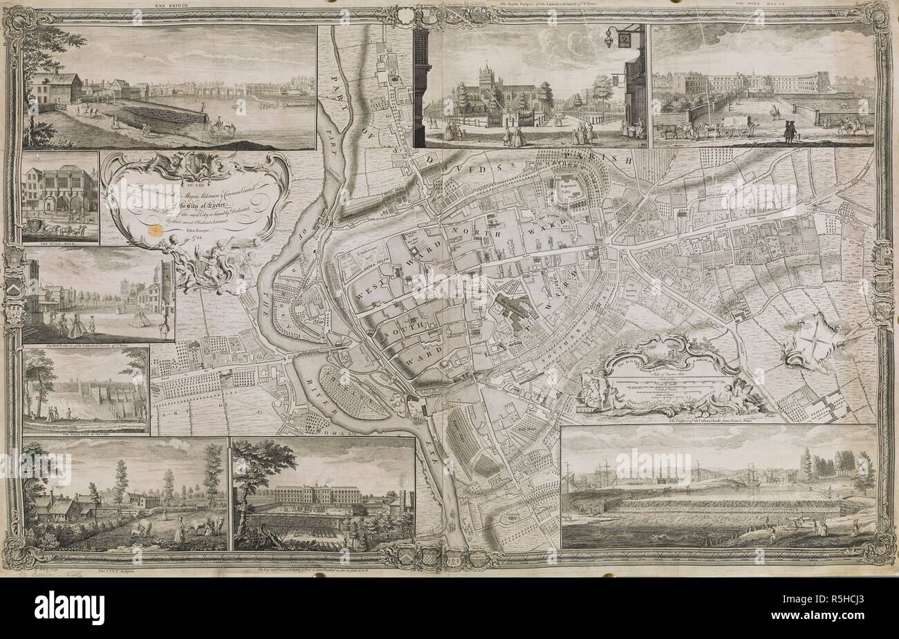 A Plan of the City of Exeter, with nine views of the principal ...