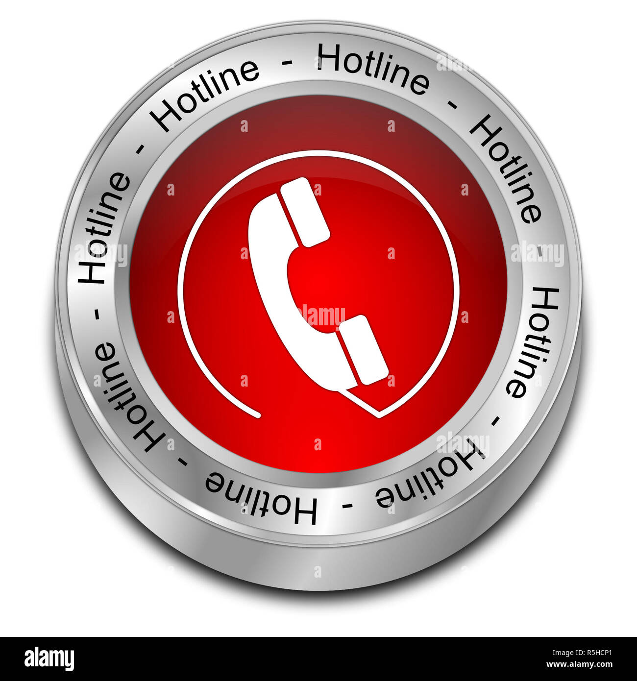 red Hotline Button - 3D illustration Stock Photo - Alamy