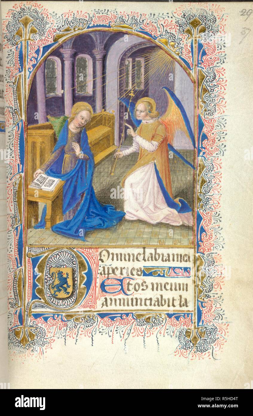 The Annunciation. Book of Hours. France; 15th century. [Whole folio ...