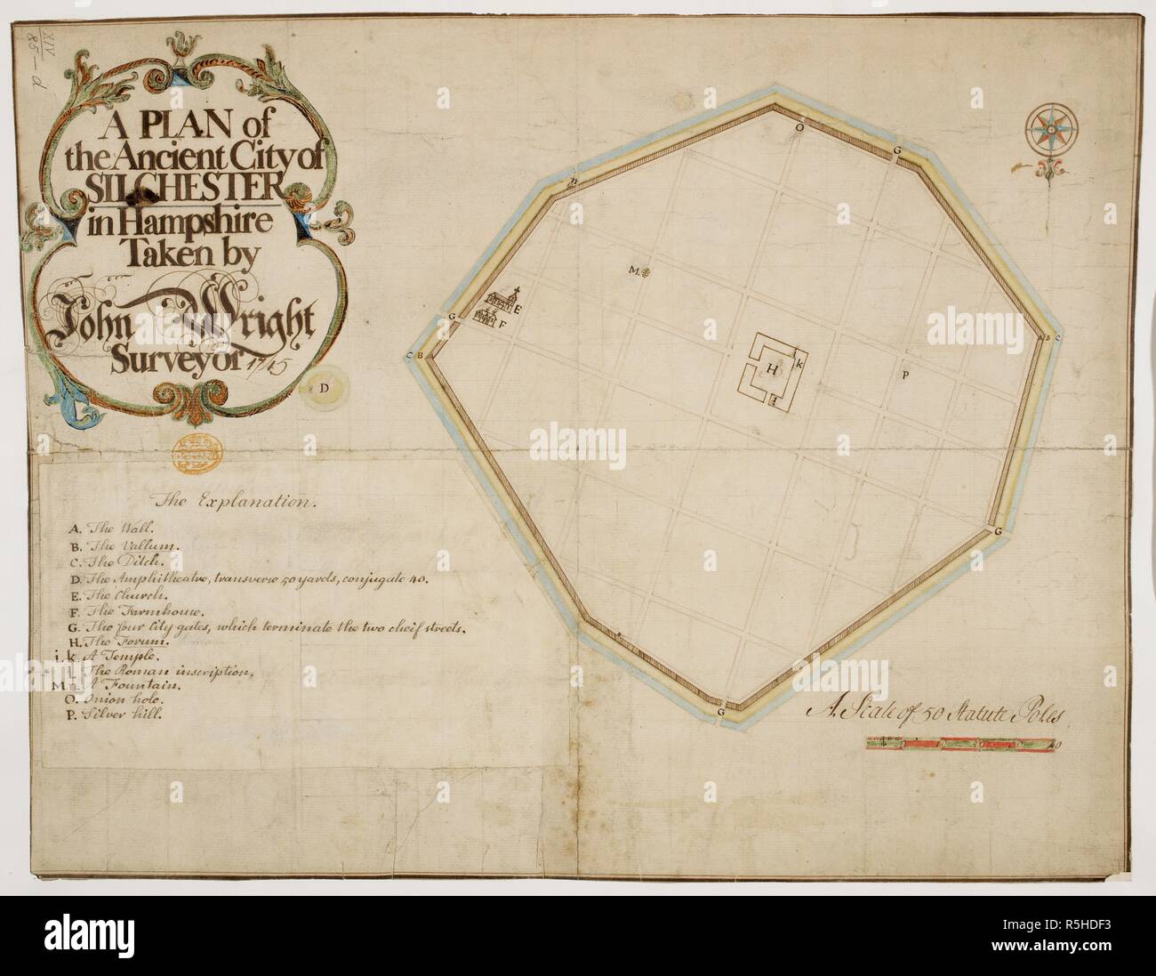 A plan of the ancient city of Silchester, Hampshire. A colored "plan of ...