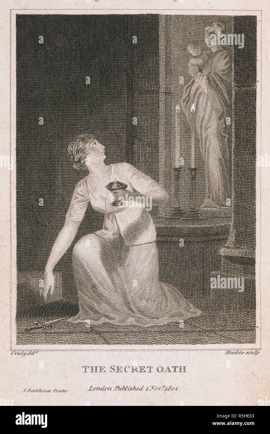Frontispiece to 'The Secret Oath'. The secret oath; or, Blood-stained ...