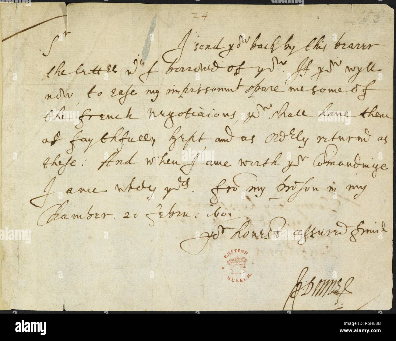 Autograph letter of John Donne to Sir Robert Cotton, written from ...