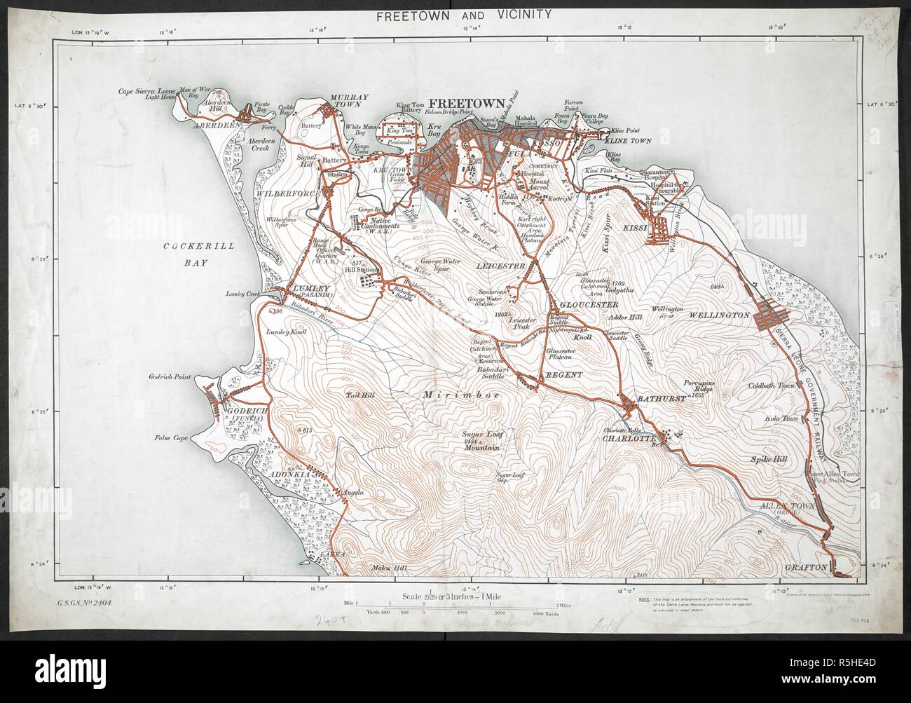A map of Freetown, Sierra Leone, 1908. Freetown and vicinity, GSGS 2404 ...