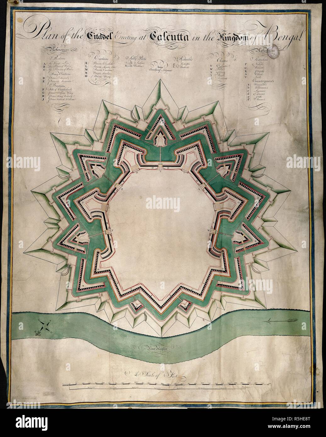 Plan of the citadel erecting at Calcutta in the kingdom of Bengal. A ...