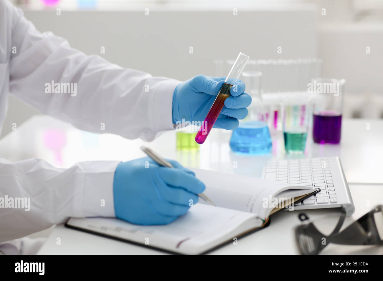 Employee of the chemical laboratory teacher Stock Photo - Alamy