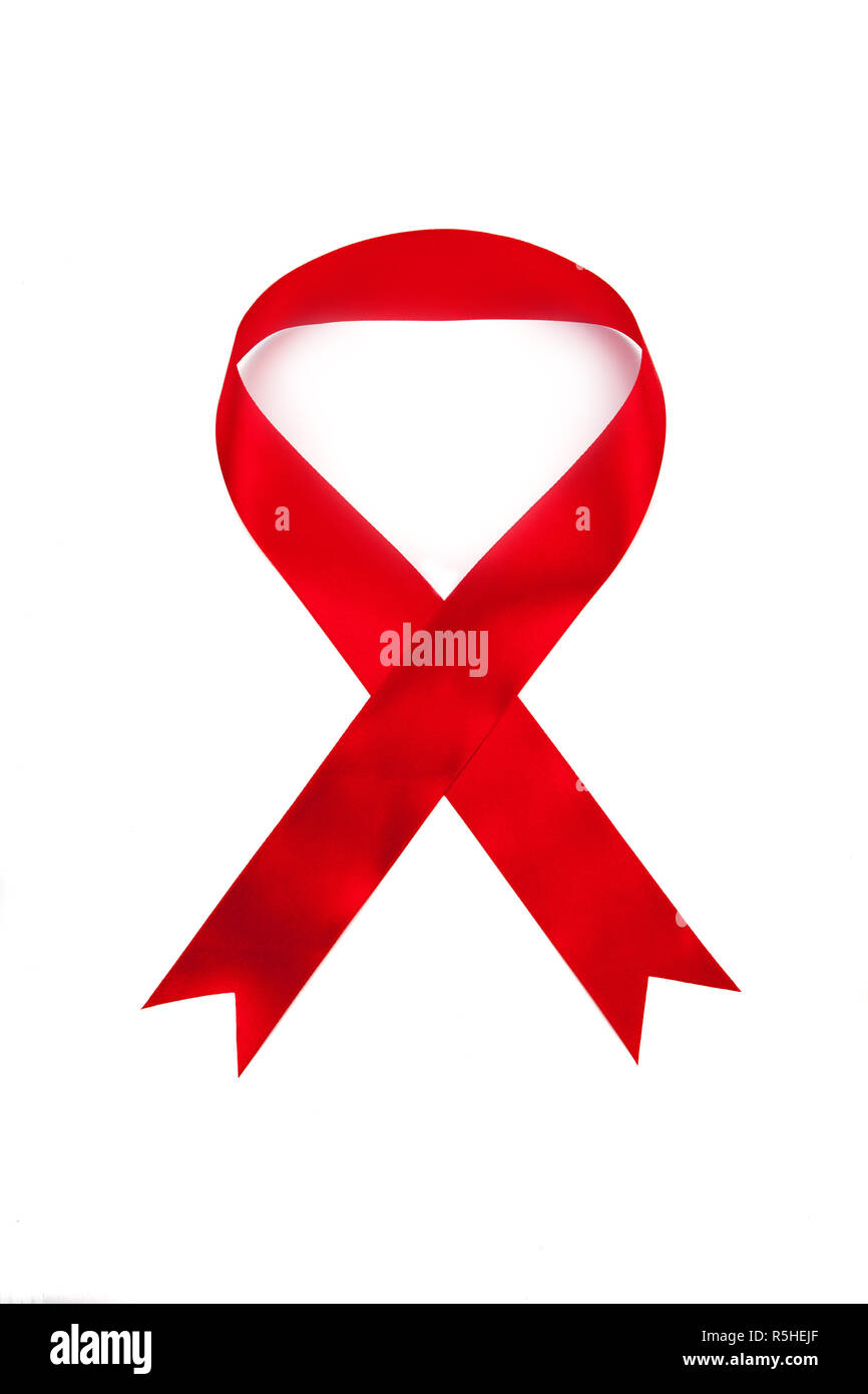 Red ribbon on white background Stock Photo - Alamy
