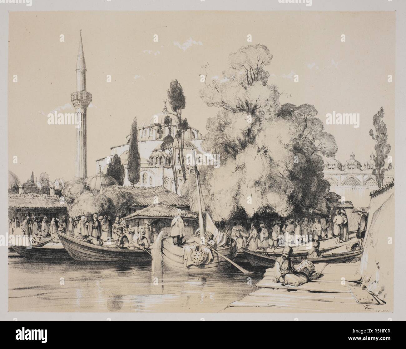 View of Constantinople. Boats on a river. Lewisâ€™s Illustrations of ...