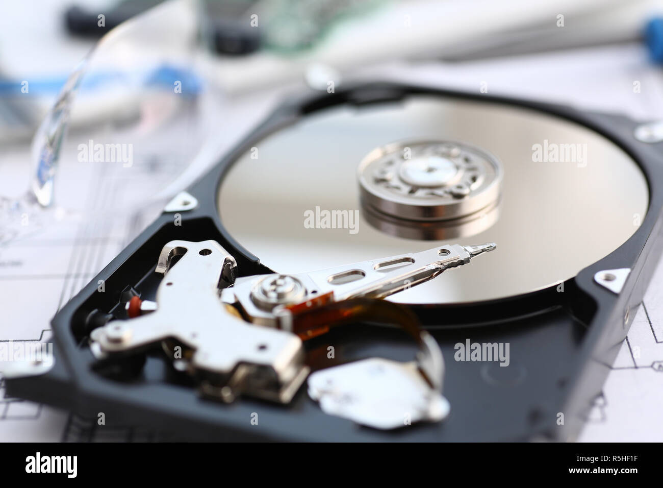 Hard drive from computer or laptop lies Stock Photo - Alamy