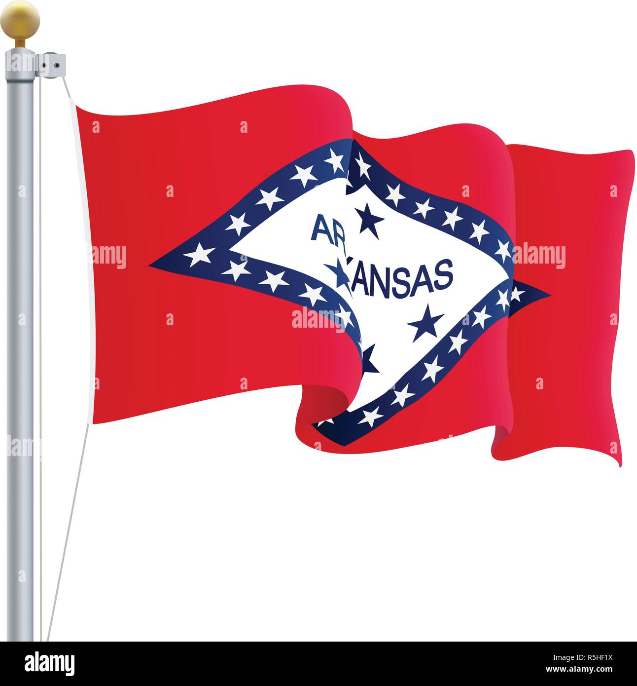 Waving Arkansas Flag Isolated On A White Background. Vector ...